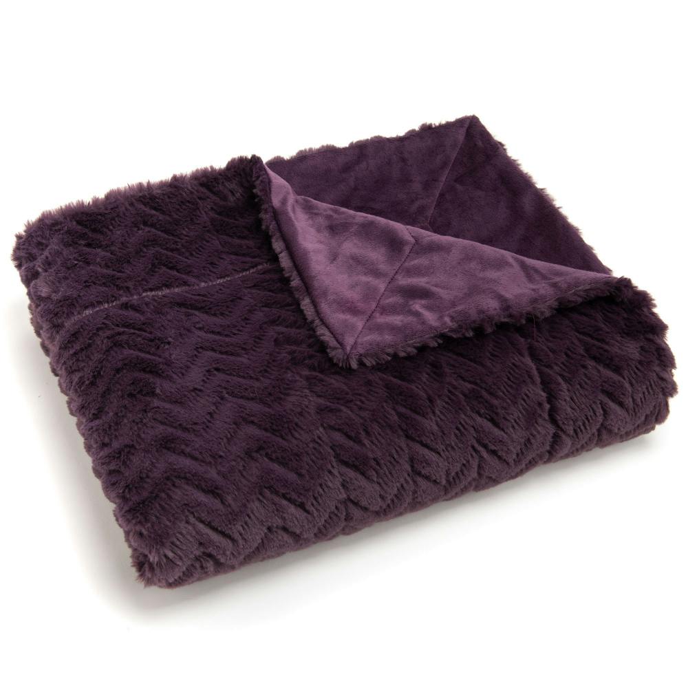 Plaid luxe 130x170 prune - Violet Rectangle Polyester Amadeus 130x1 cm ...