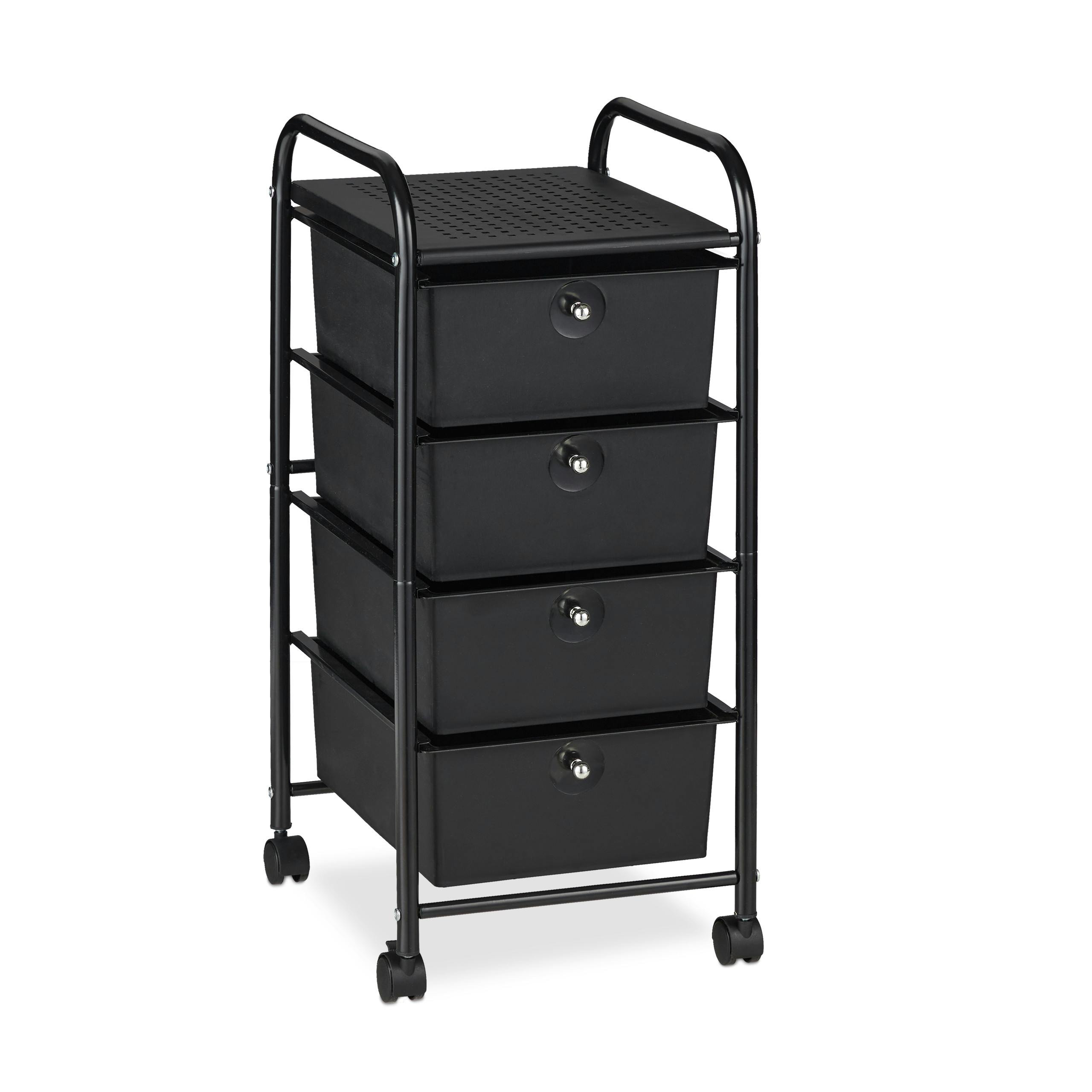 Relaxdays Badrollwagen, 4 Schubladen, Metall & Kunststoff ...