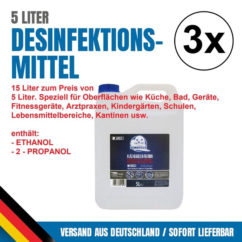 3 x 5 L Robbyrob Flächendesinfektionsmittel 15 Liter- Fertiglösung Art.Nr.74 | METRO Marktplatz