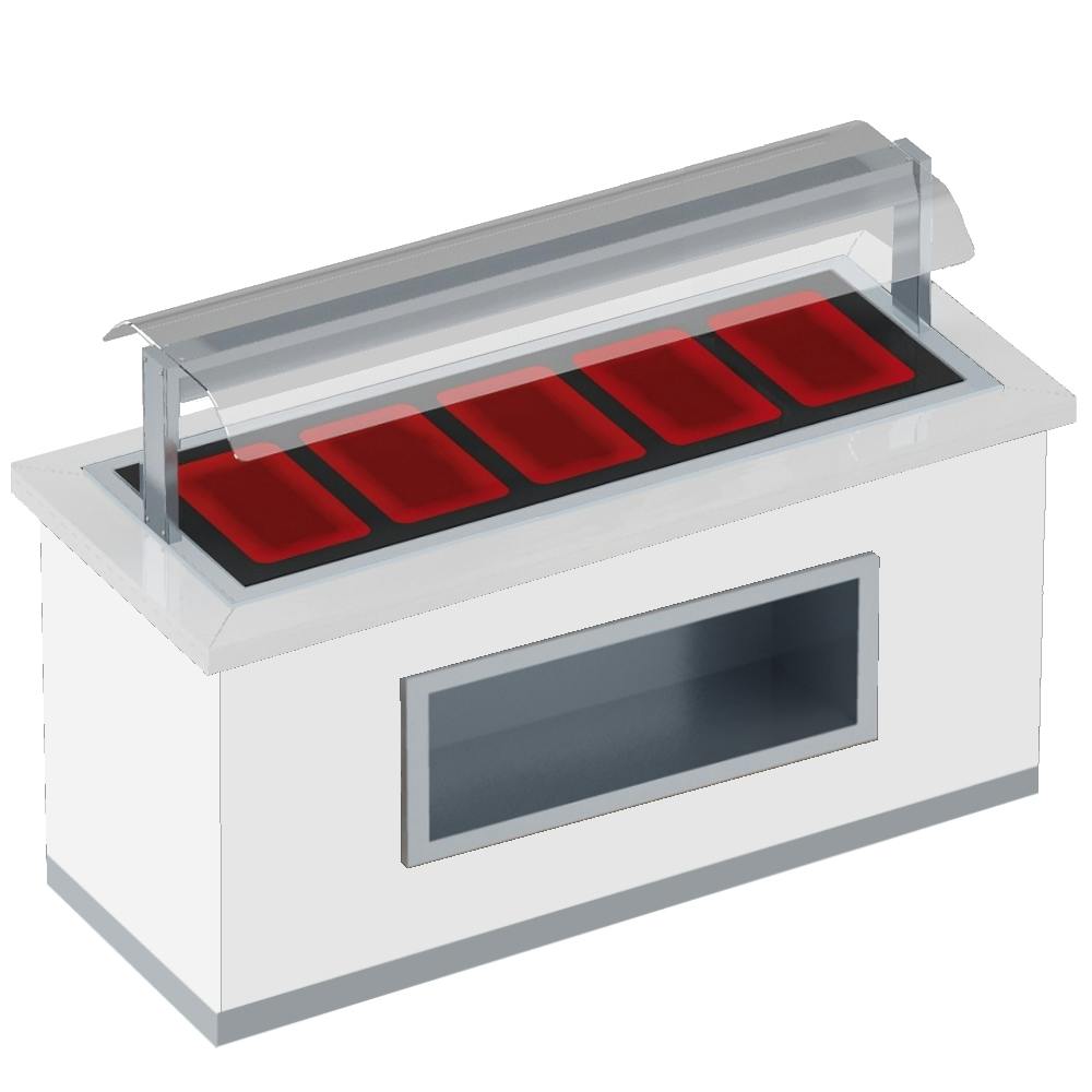Buffet caldo con vetroceramica e protezione schermo 5 gn 1/1-20 finito ...