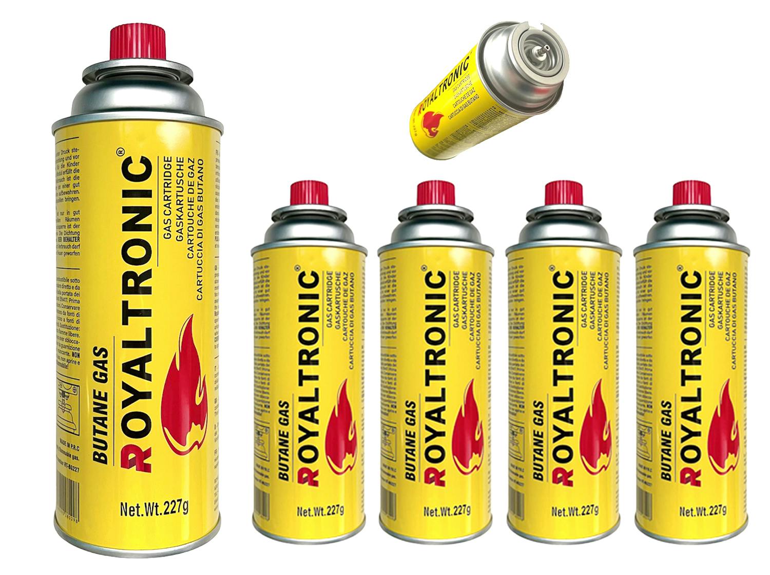 28x Royaltronic Butan Gas 227g Gaskartusche Bunsenbrenner Gaskocher ...