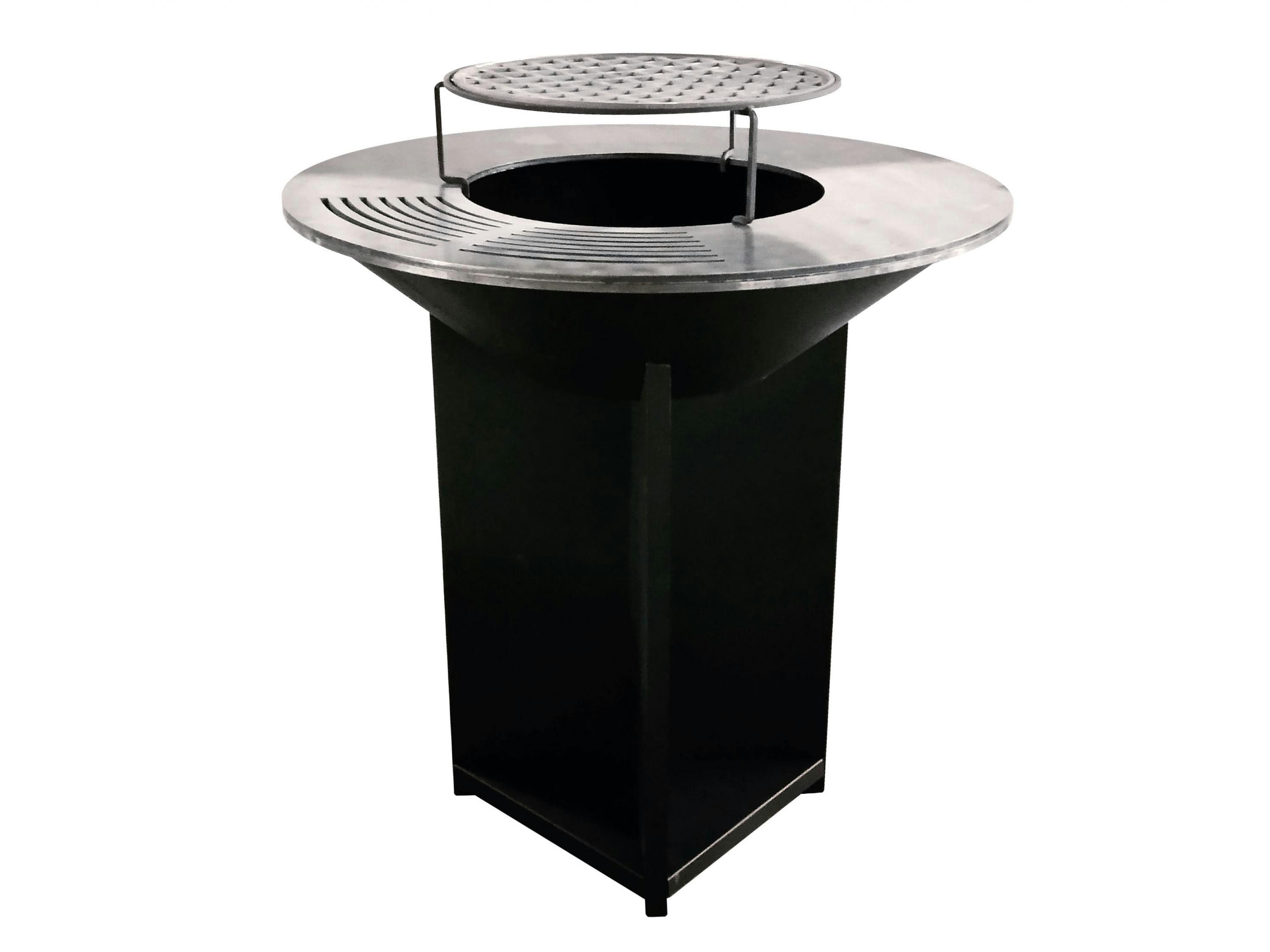 PURLINE Großer schwarzer Stahlgrill mit Grillplatte und Grillrost aus ...