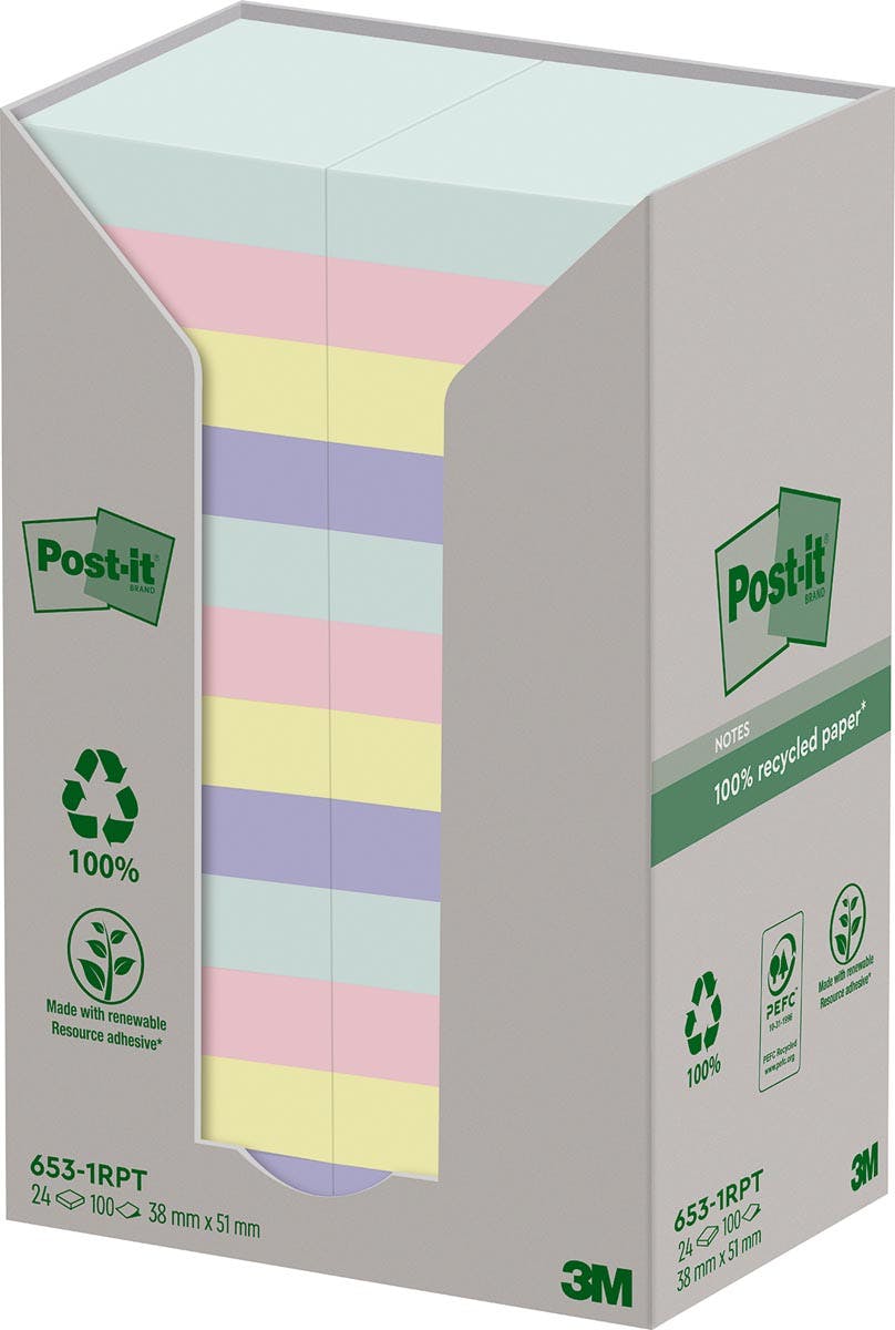 Post It® Notes Post It Recyclées Nature 38 X 51 Mm 16 Blocs 100 F
