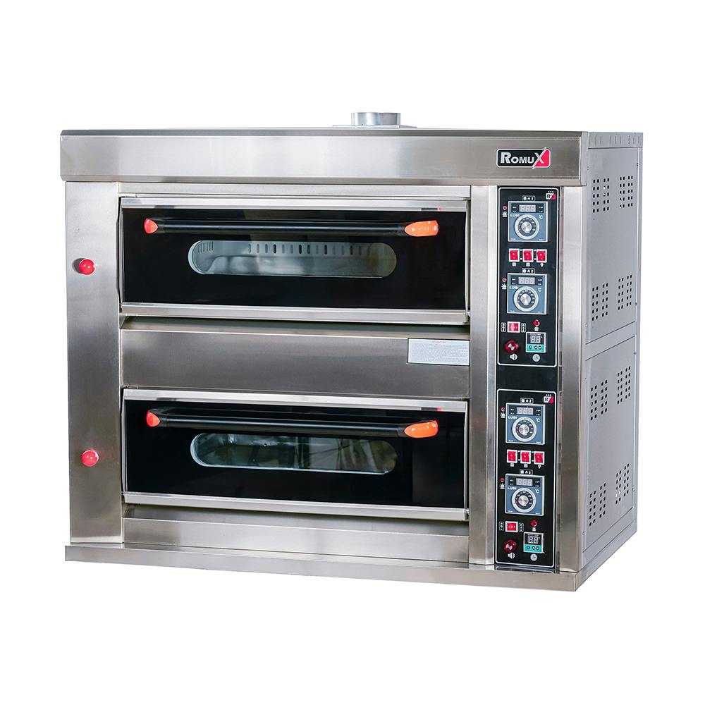 Romux® Elektrisch Pizzaoven RVS met 2 Kamers voor 4+4 Pizza’s Ø 32 cm ...