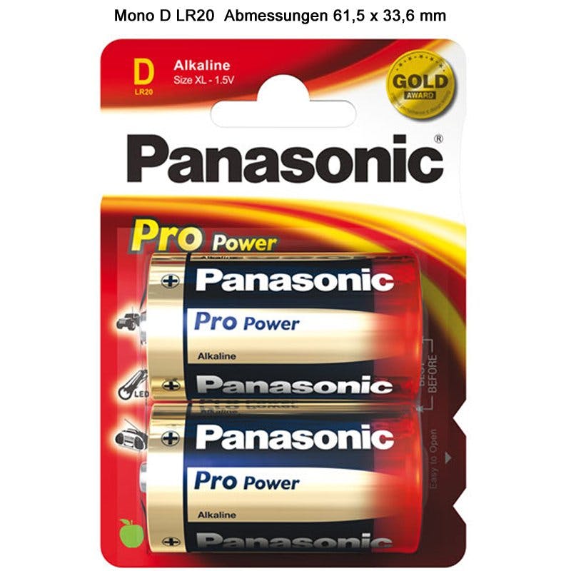 Panasonic LR20 Pro Power Mono Batterie 2er Blister Mono LR20 Size D | METRO