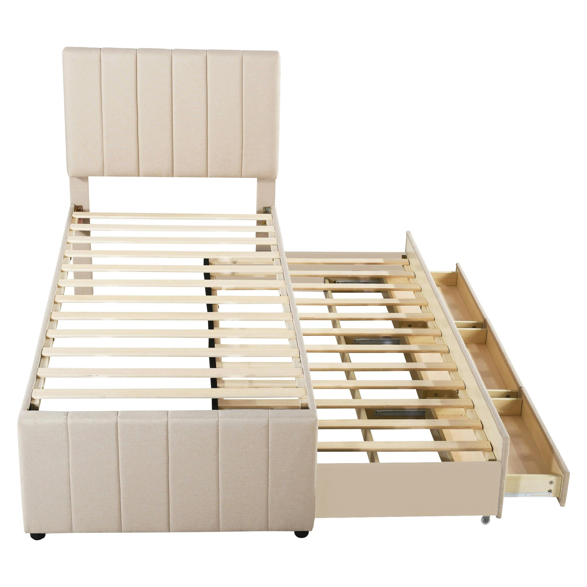 Merax Polsterbett 90 x 200 cm mit Rollbett und Stauraumschubladen ...