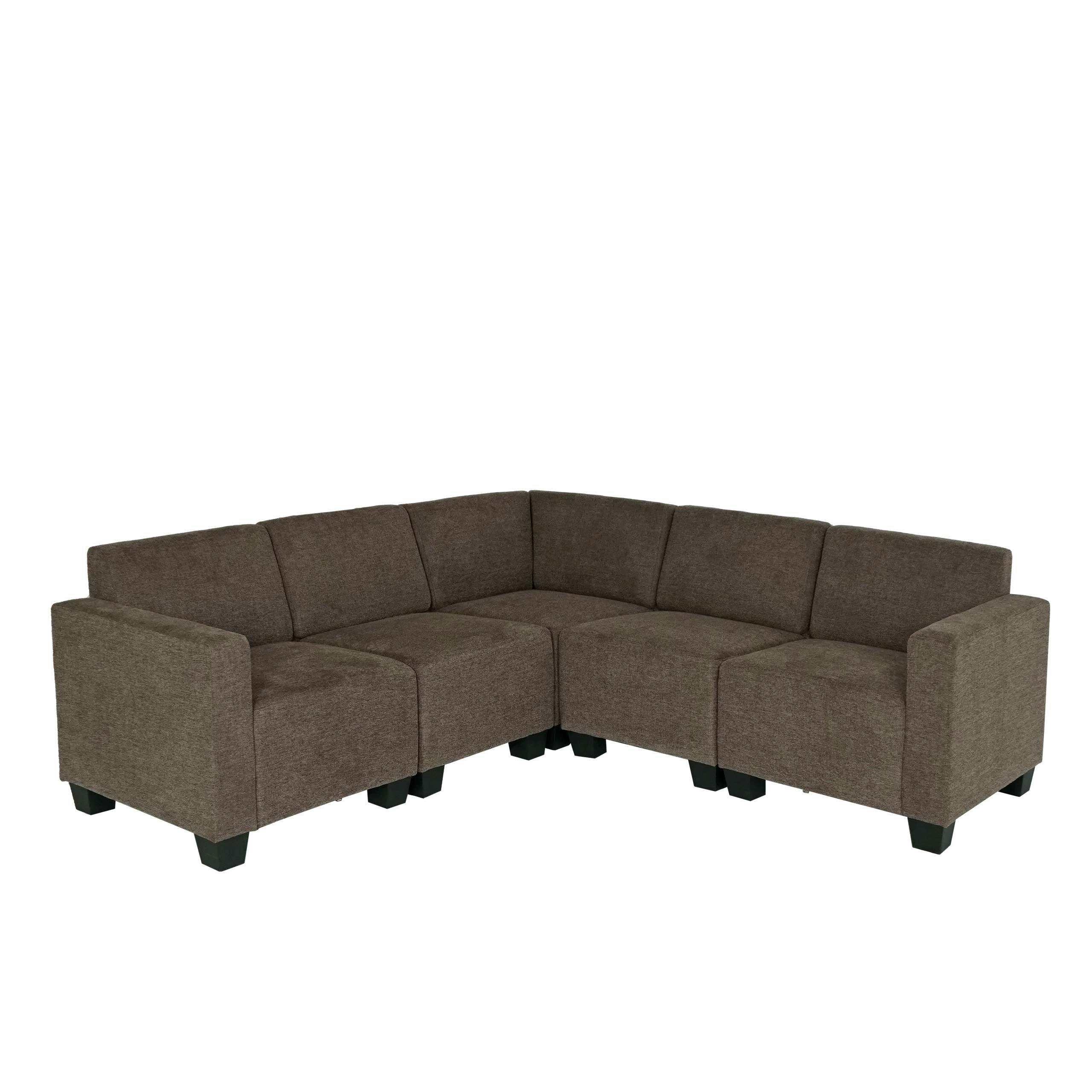 Modular Sofa System Couch Set Lyon 5, Fabric/Textile ~ bruin | Makro