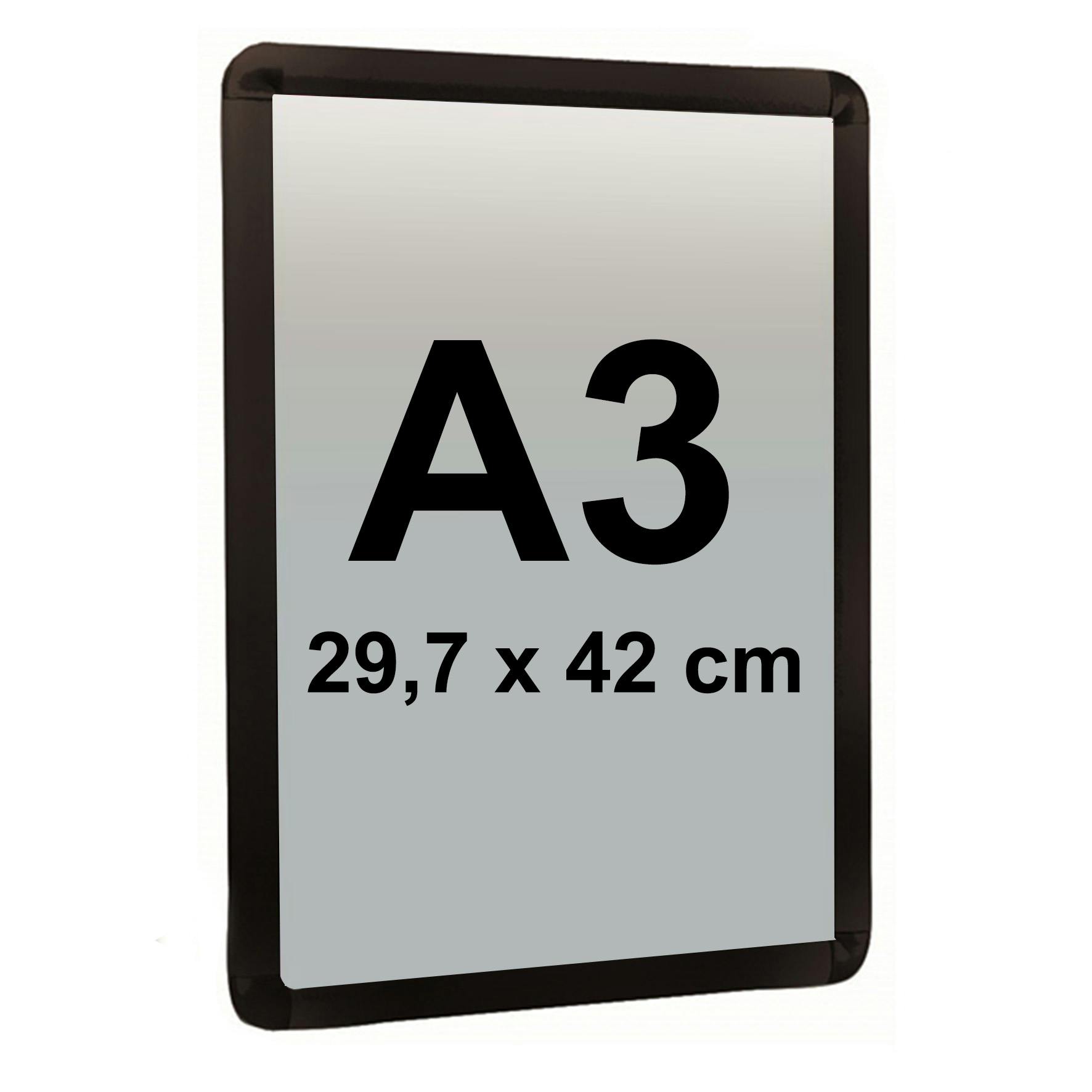 Cadre Cadro Clic coins arrondis A3 NOIR | METRO