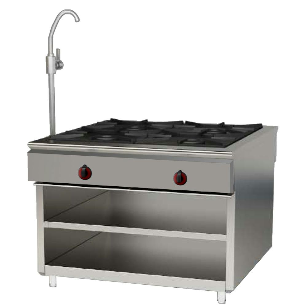 Zentralküche 4 flammen auf stütze mit 2 regalen, gasbetrieben ...