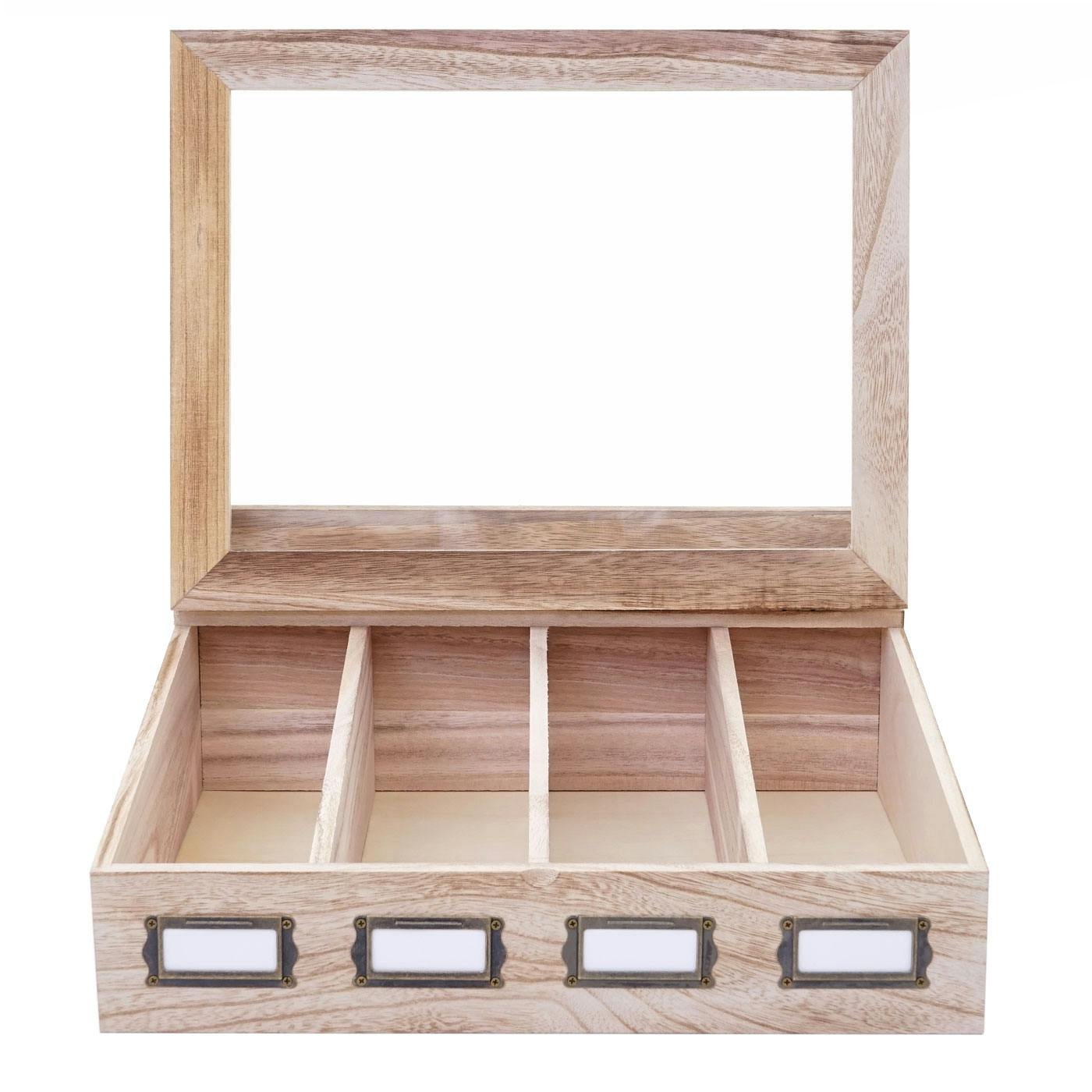 Scatola portaposate HWC-C25, scatola portaposate in legno con coperchio ...