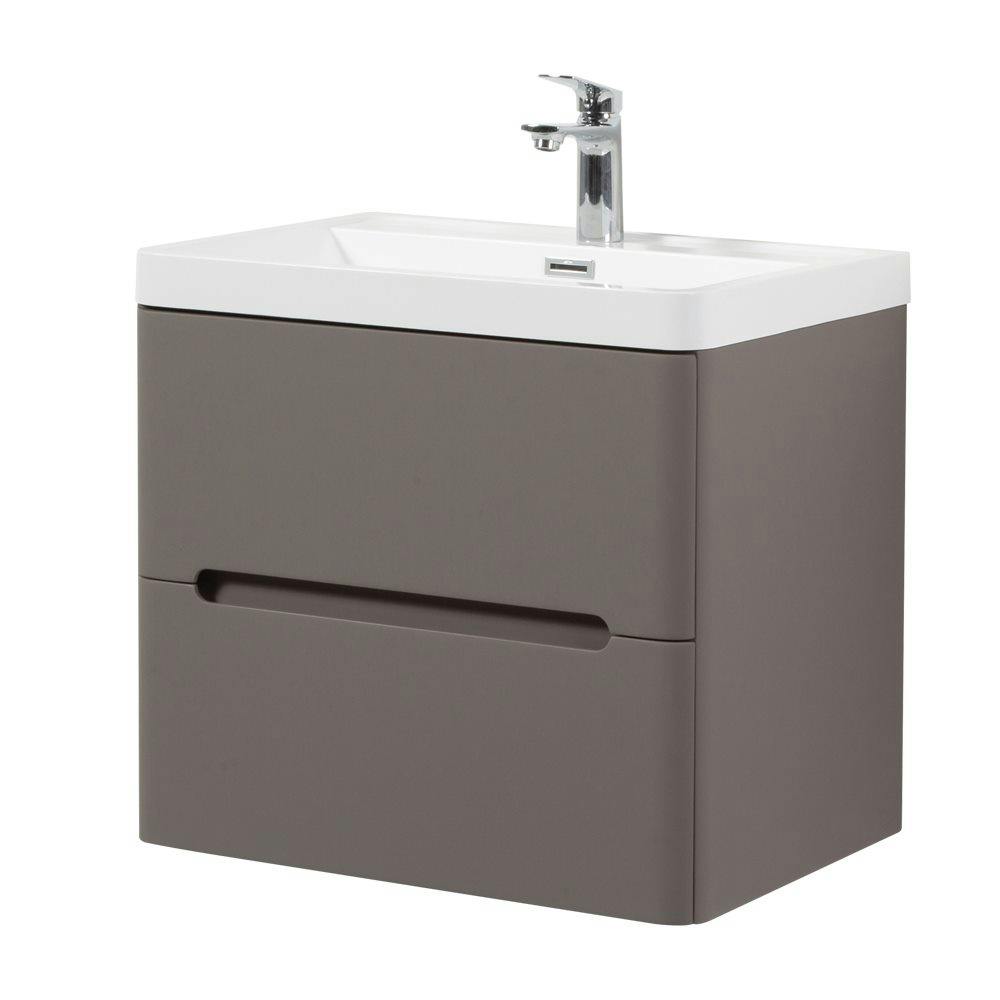 GOOM Waschtisch mit Unterschrank KAYA 60 cm Nebelgrau, Waschbecken mit ...