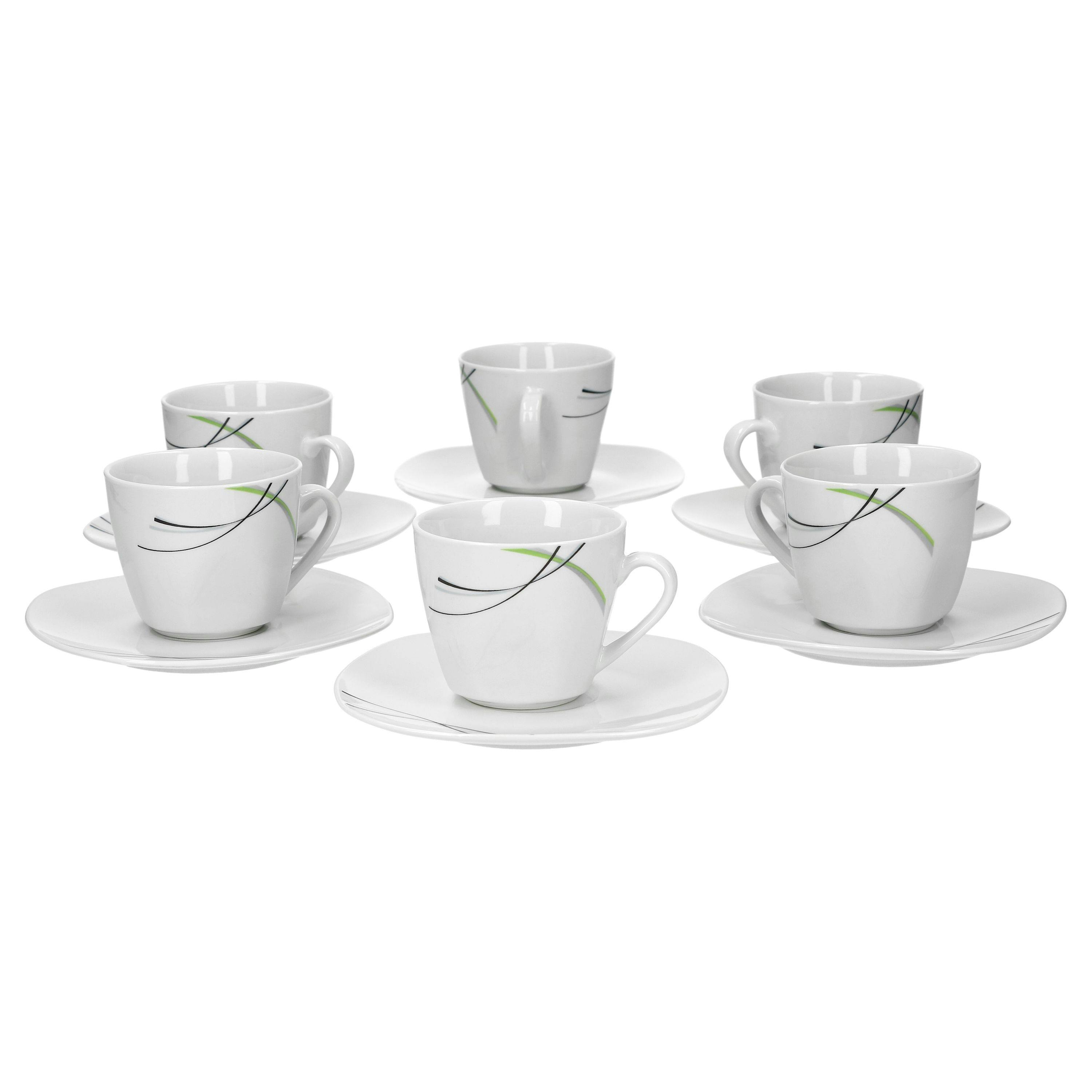 6er Set Kaffeetasse 20cl und Kaffeeuntertasse 14,5cm Donna - weißes ...