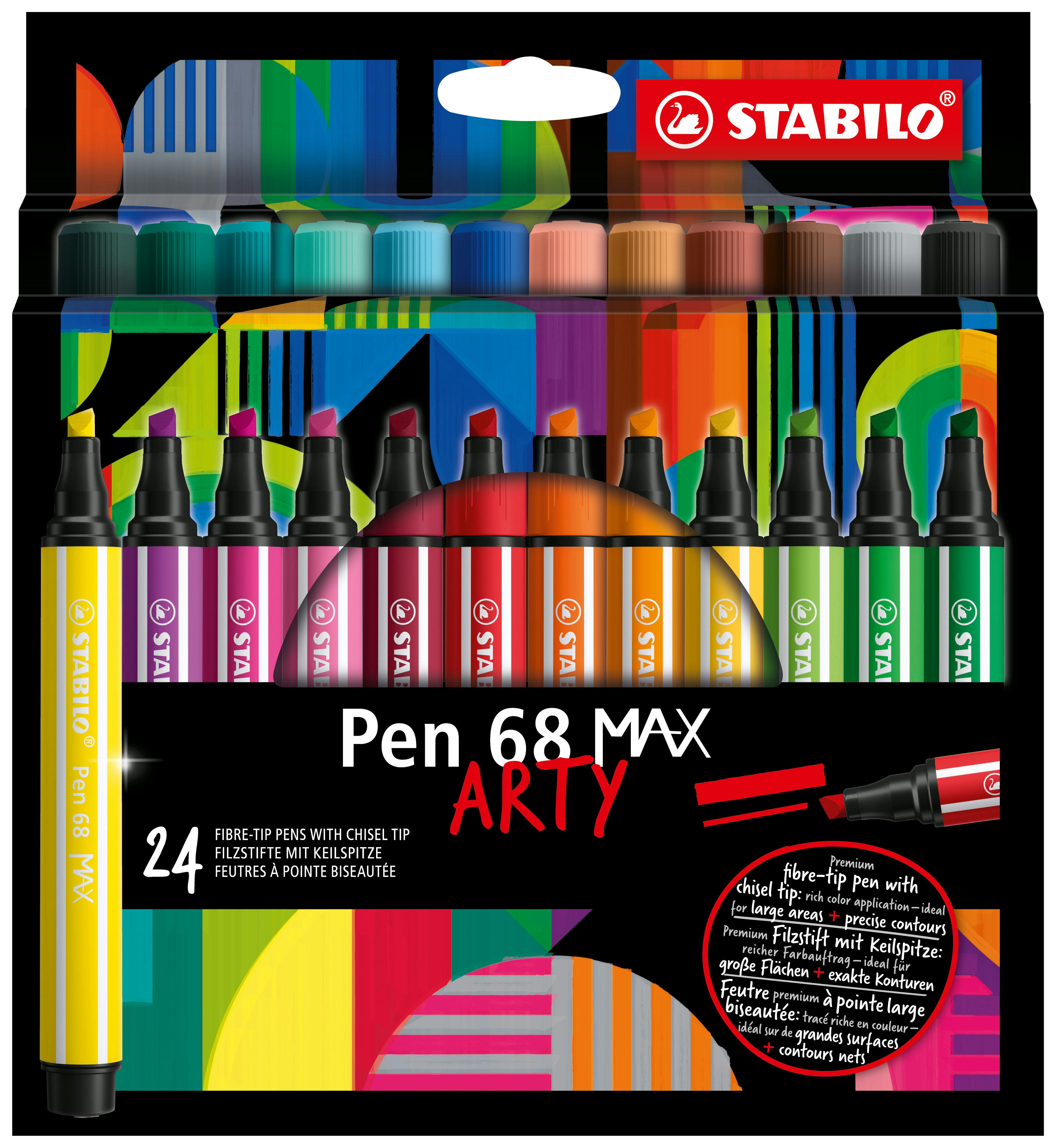 STABILO 24 feutres pointe biseautée Pen 68 MAX ARTY | METRO