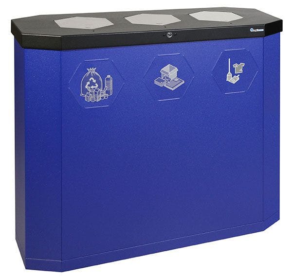 Sixco Recycling-Station-3fach mit touchless-Funktion, ultramarinblau ...
