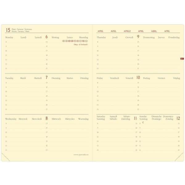 Kalender Horizontal 15 10x15cm Horizontal Leinen 2024 | METRO