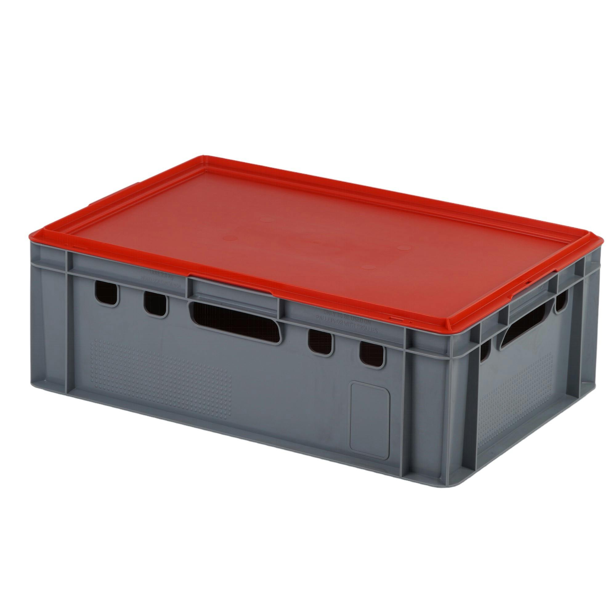 E2 Kiste (600 x 400 x 200mm) mit rotem Deckel Fleischkiste Lagerkiste ...