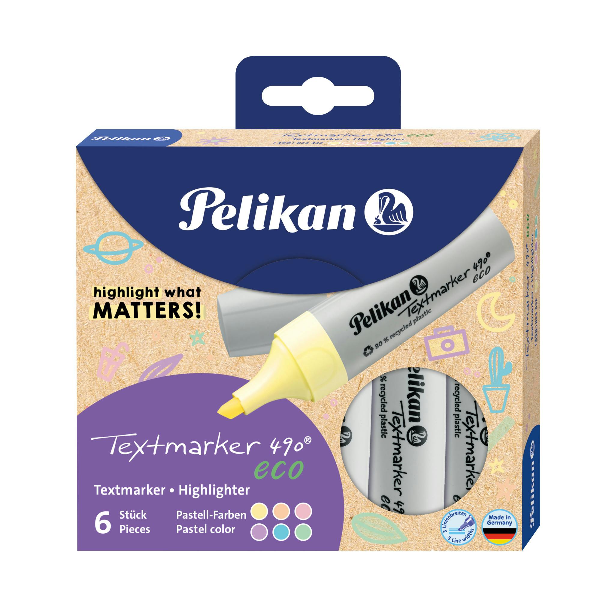 Pelikan Textmarker 490 eco, 6 Stück(e), Mehrfarbig, Meißel ...