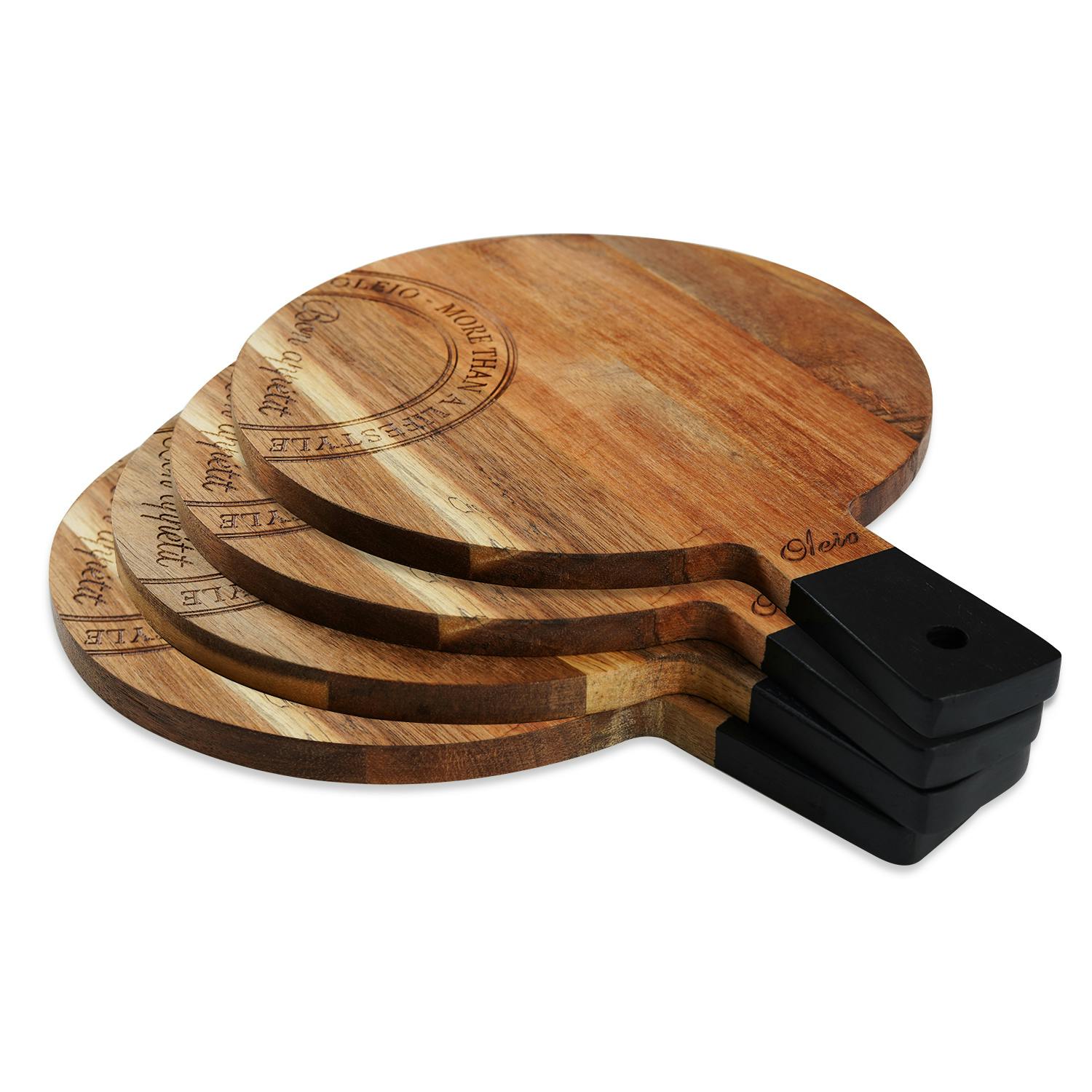 Oleio hochwertiges 4er-Set Schneidbretter, Frühstücksbretter aus ...