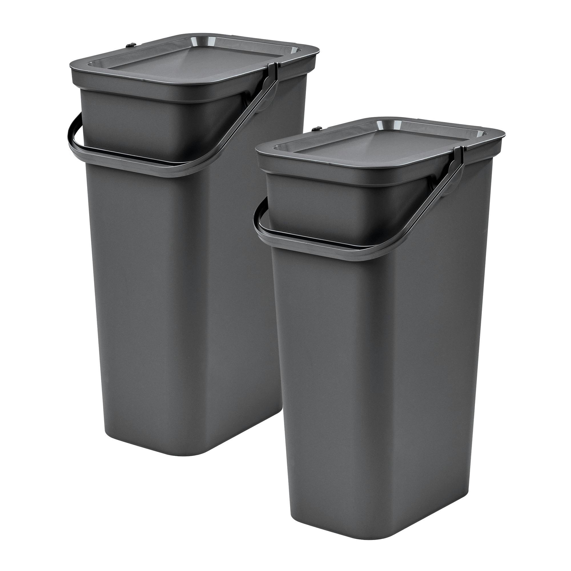 WellHome – Set aus 2 x 25 l Graphit-Mülleimern mit Griff, Fashion ...