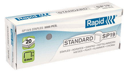 Rapid, 3 x 5000 agrafes Standard SP19, Capacité 20 feuilles, 124873900 ...