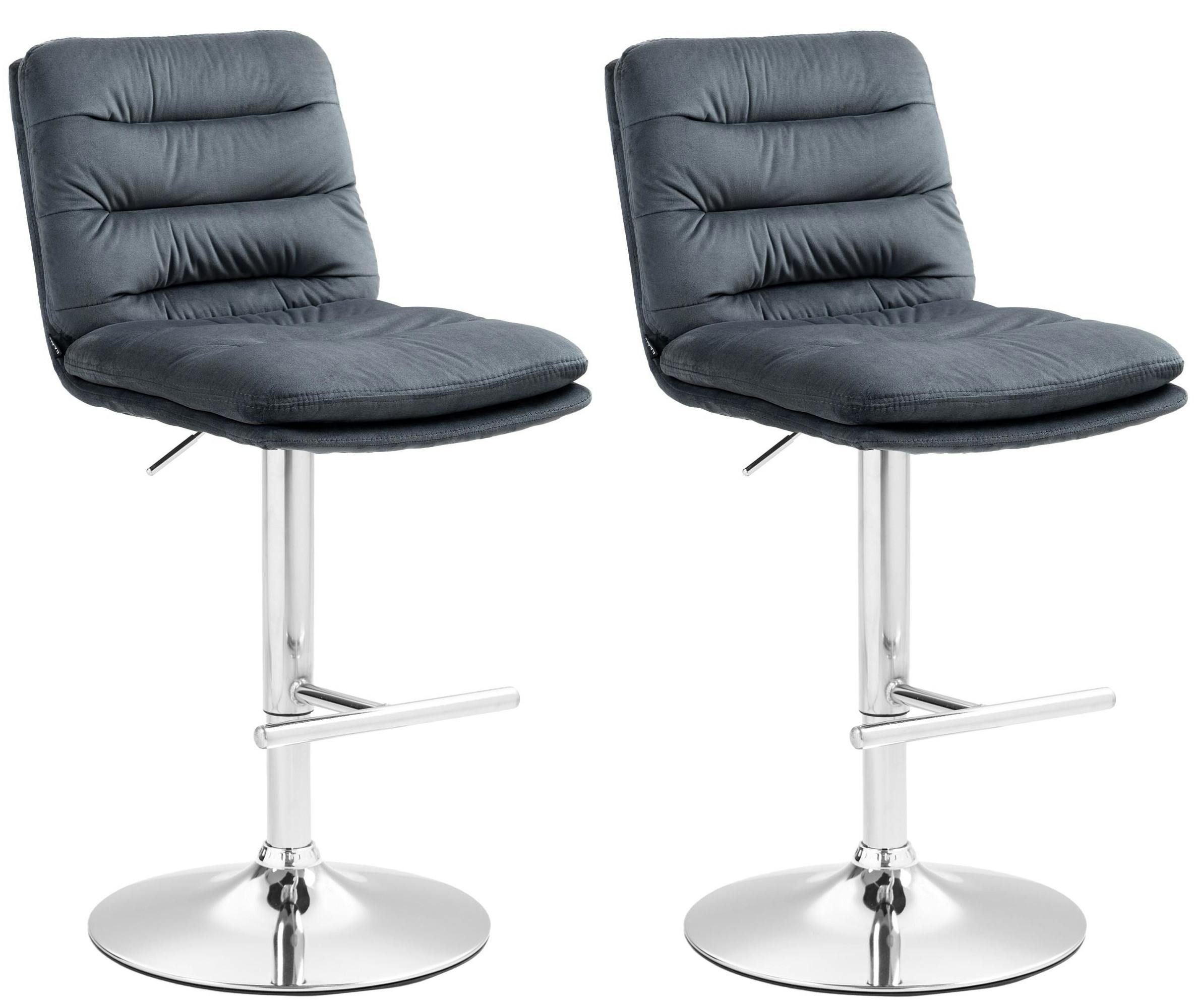 2er Set Barhocker Damar Samt chrom dunkelgrau | METRO