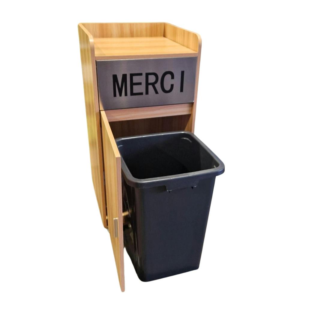 Poubelle snack merci marron avec bac plastique 110L - TIGAONE | METRO
