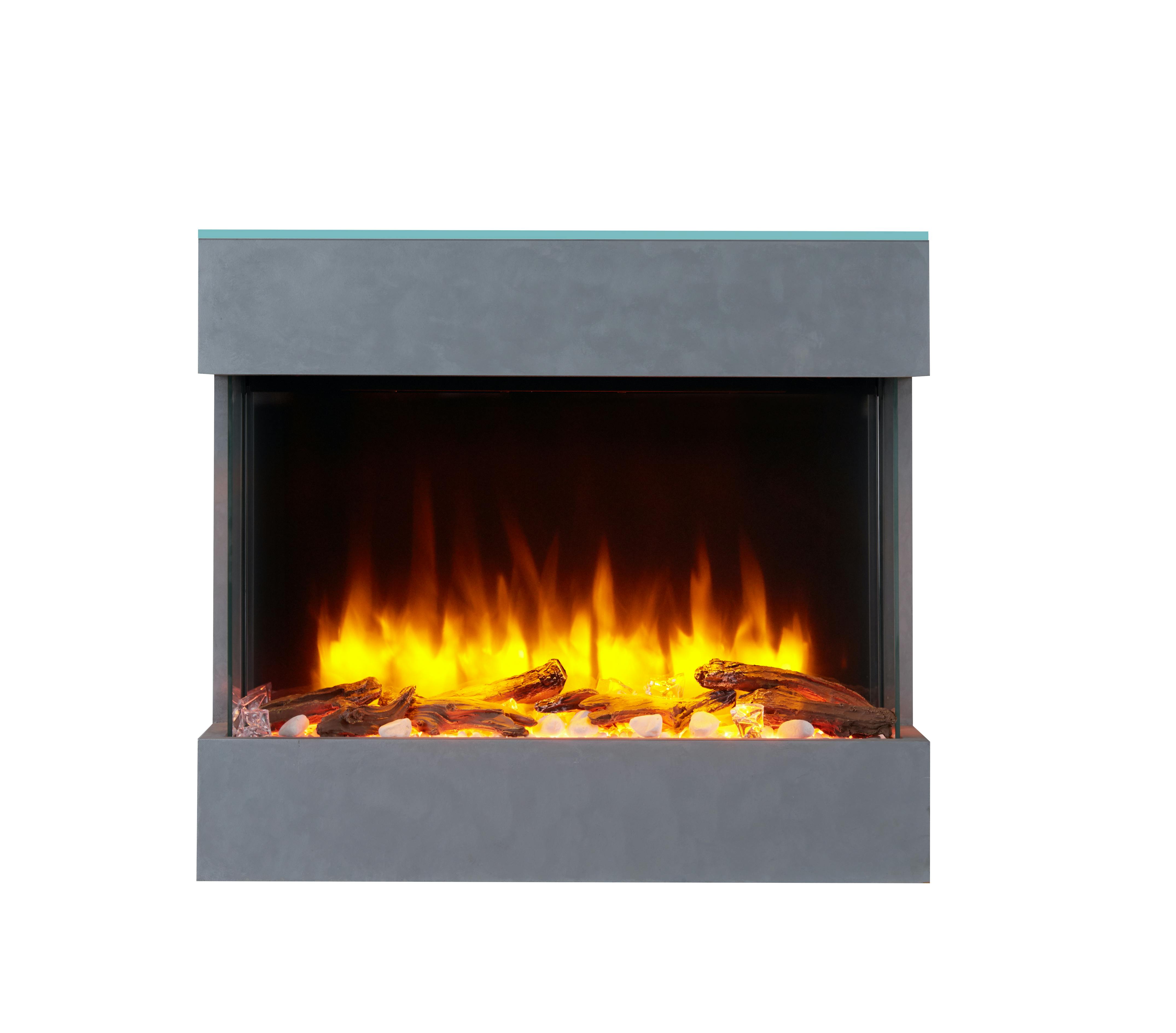 RICHEN Elektrokamin Alva mit Glasplatte - Elektrischer Wandkamin Mit ...