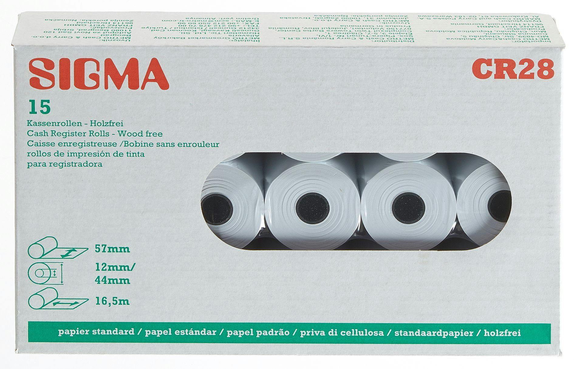 SIGMA Rouleaux de caisses thermiques CR28, 57 mm x 16.5 m, 15 unités ...