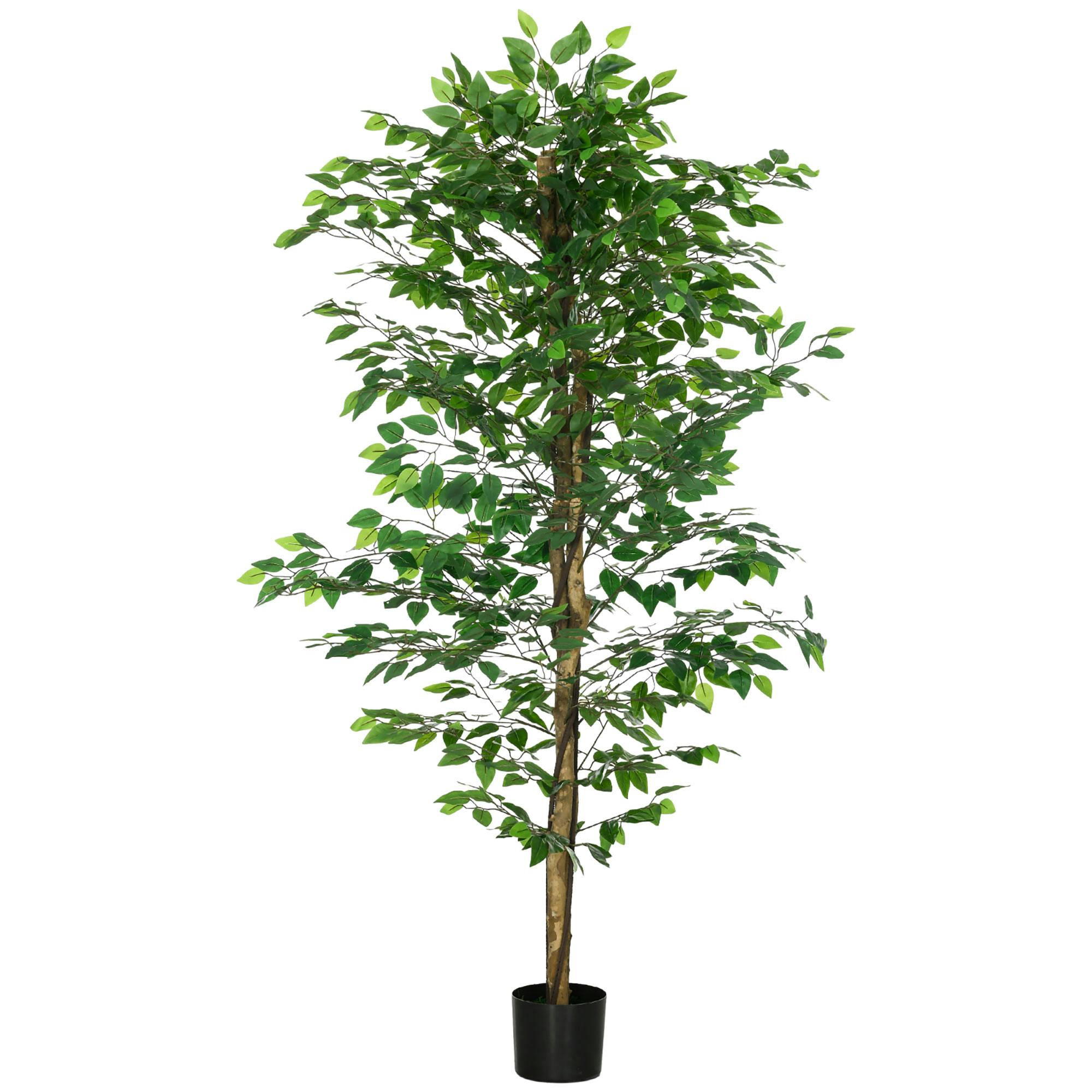HOMCOM ficus artificial con troncos naturales 180 cm planta artificial ...