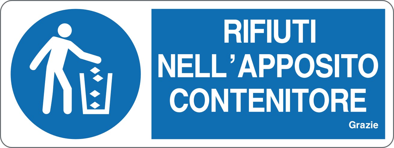 cartello alluminio 333x125 mm rifiuti nell'apposito contenitore | METRO