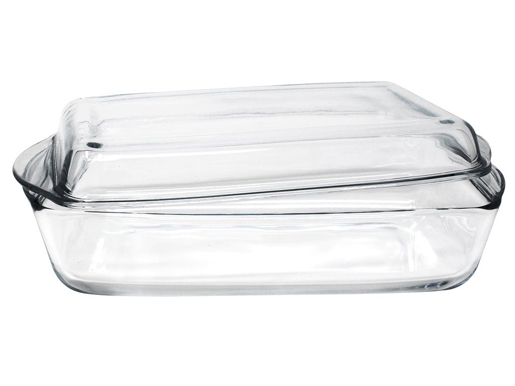 Auflaufform, Servierform und Backform, rechteckig aus Glas mit Deckel ...