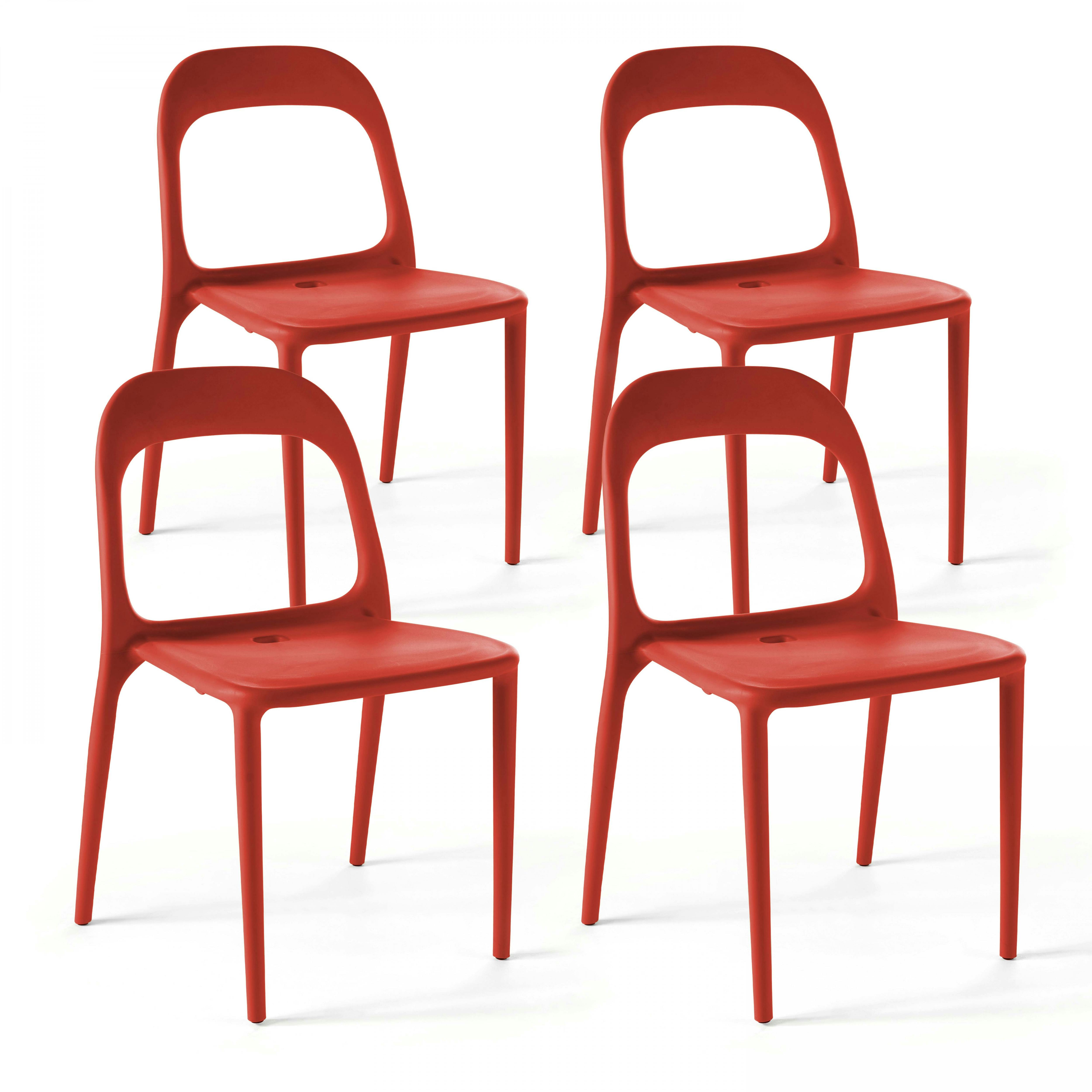 Set van 4 rode plastic stoelen | Makro