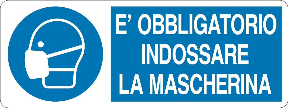 cartello alluminio 333x125 mm è obbligatorio indossare la mascherina ...
