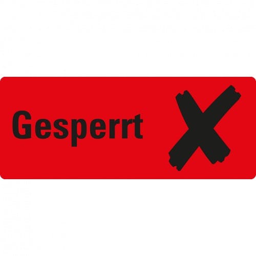Aufkleber I Organisationsetikett Gesperrt, Pikto, rot, Haftpapier ...