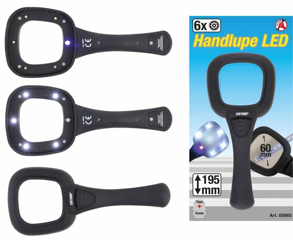 Kraftmann 85865 Handlupe mit LED und UV Licht 60mm | METRO