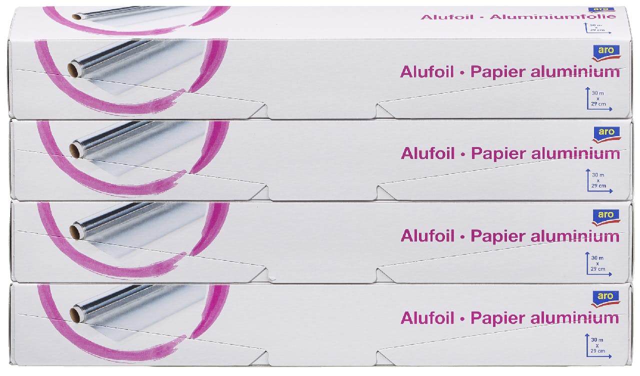 aro Alufolie, Aluminium, 30 m x 29 cm, 11 µm, 4 Rollen | METRO