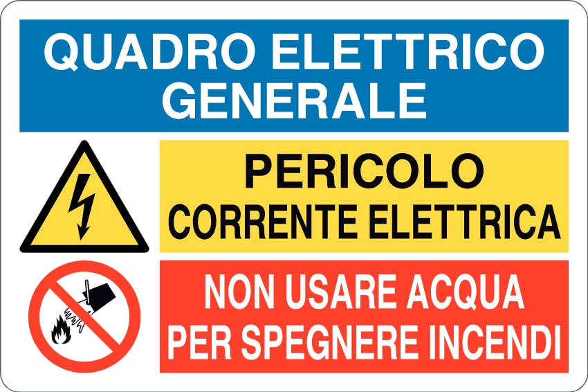 cartello alluminio 300x200 mm quadro elettrico generale corrente ...