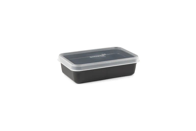 Recipiente AMUSE PRO rectangular 950ml -Negro con tapa transparente (c-6 uds) | Makro
