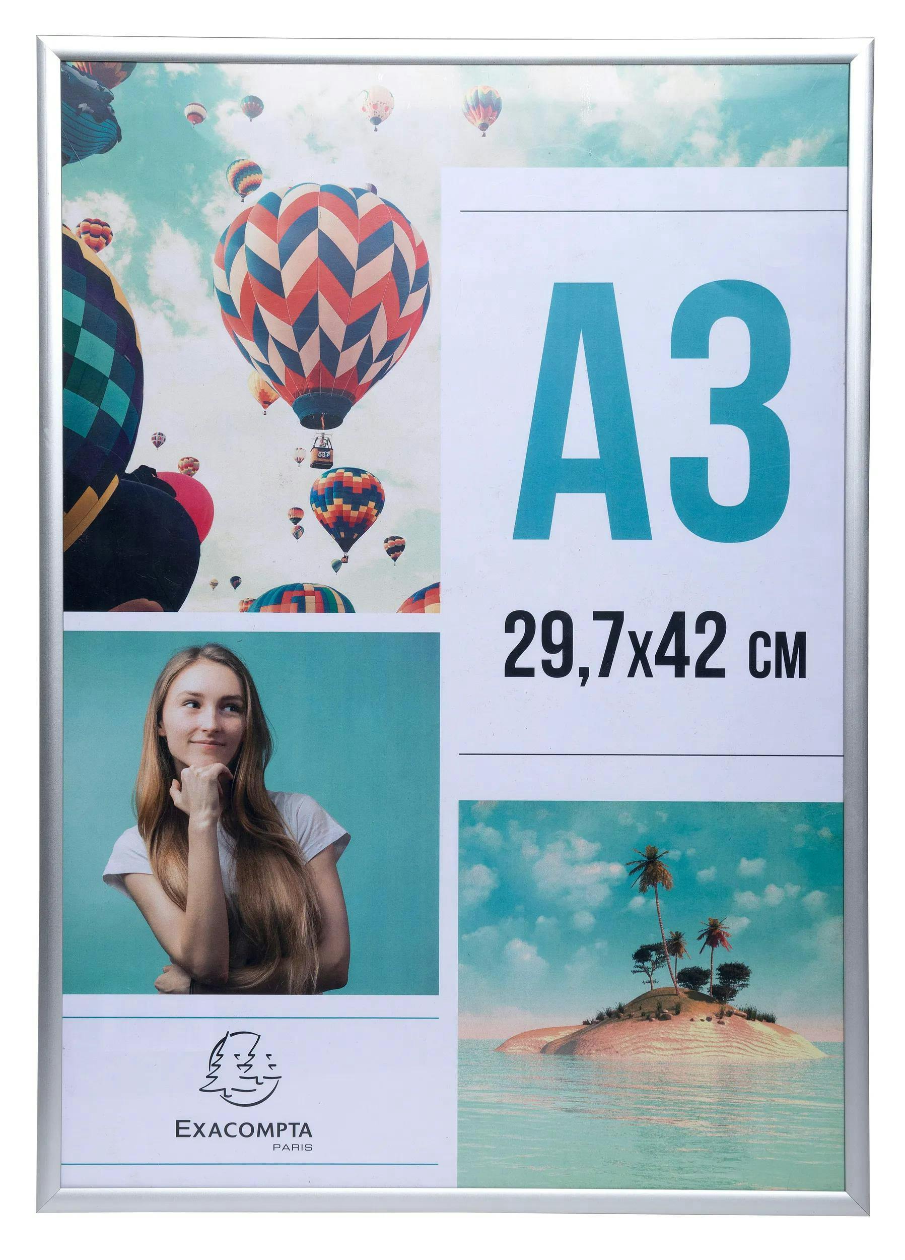 Exacompta 83758D 12x fotolijst met aluminium rand voor formaat A3, transparant | Makro