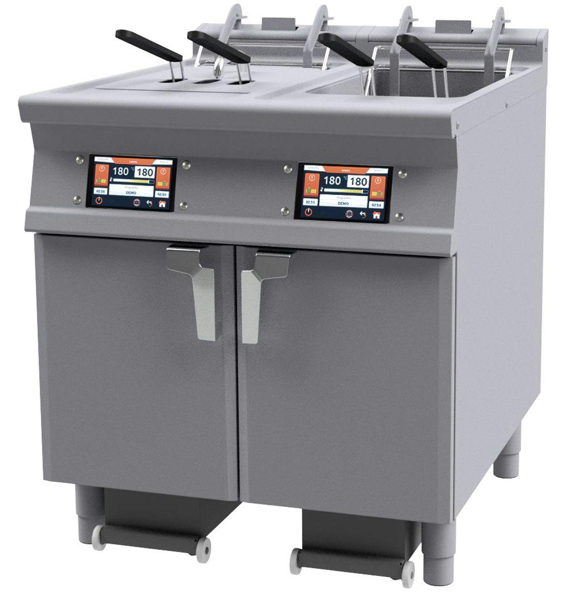 Friggitrice elettrica digitale 2 vasche 25+25 lt. Filtraggio olio e ...