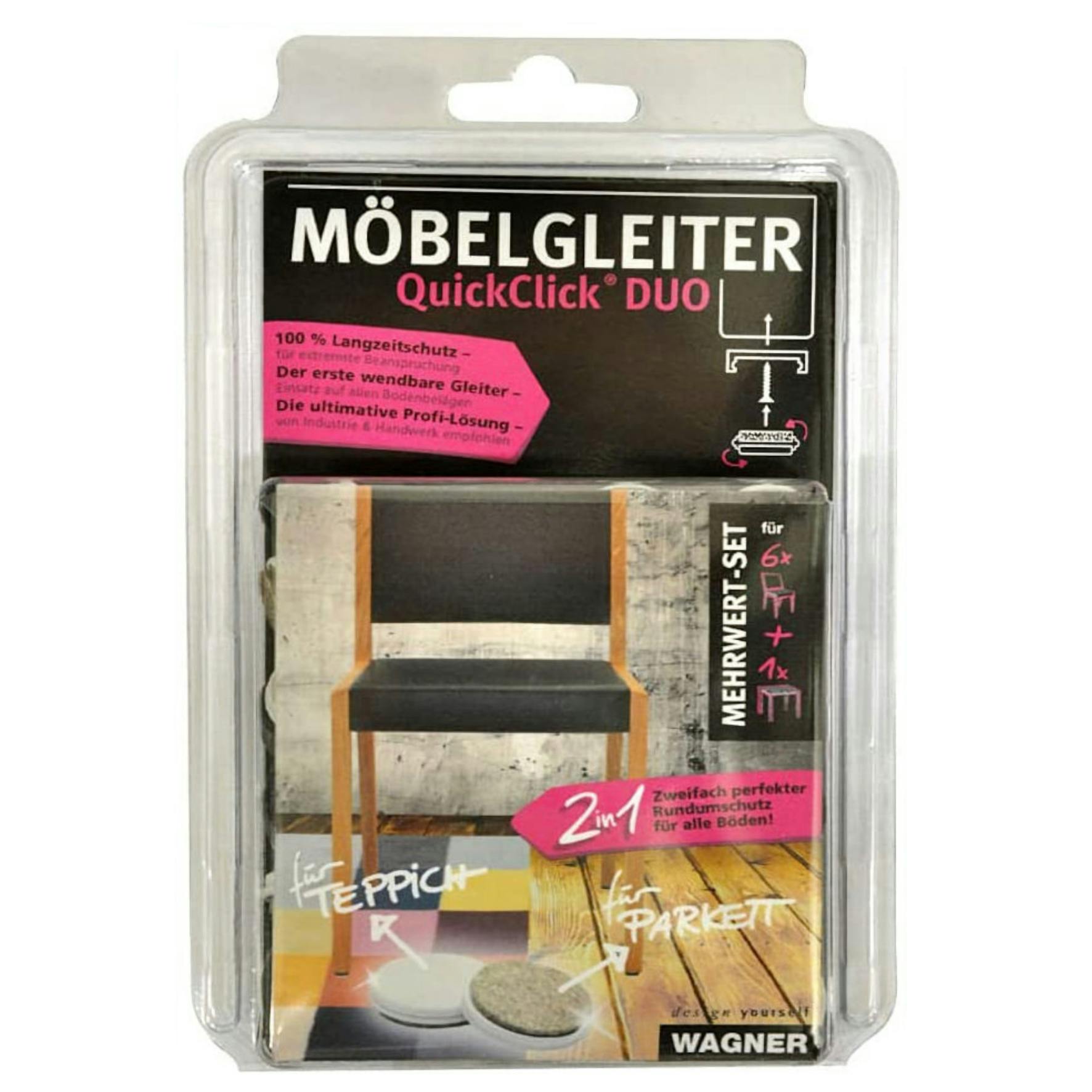 WAGNER QuickClick® Gleiter DINING SET DUO - 1 Tisch, 6 Stühle, Basis ...