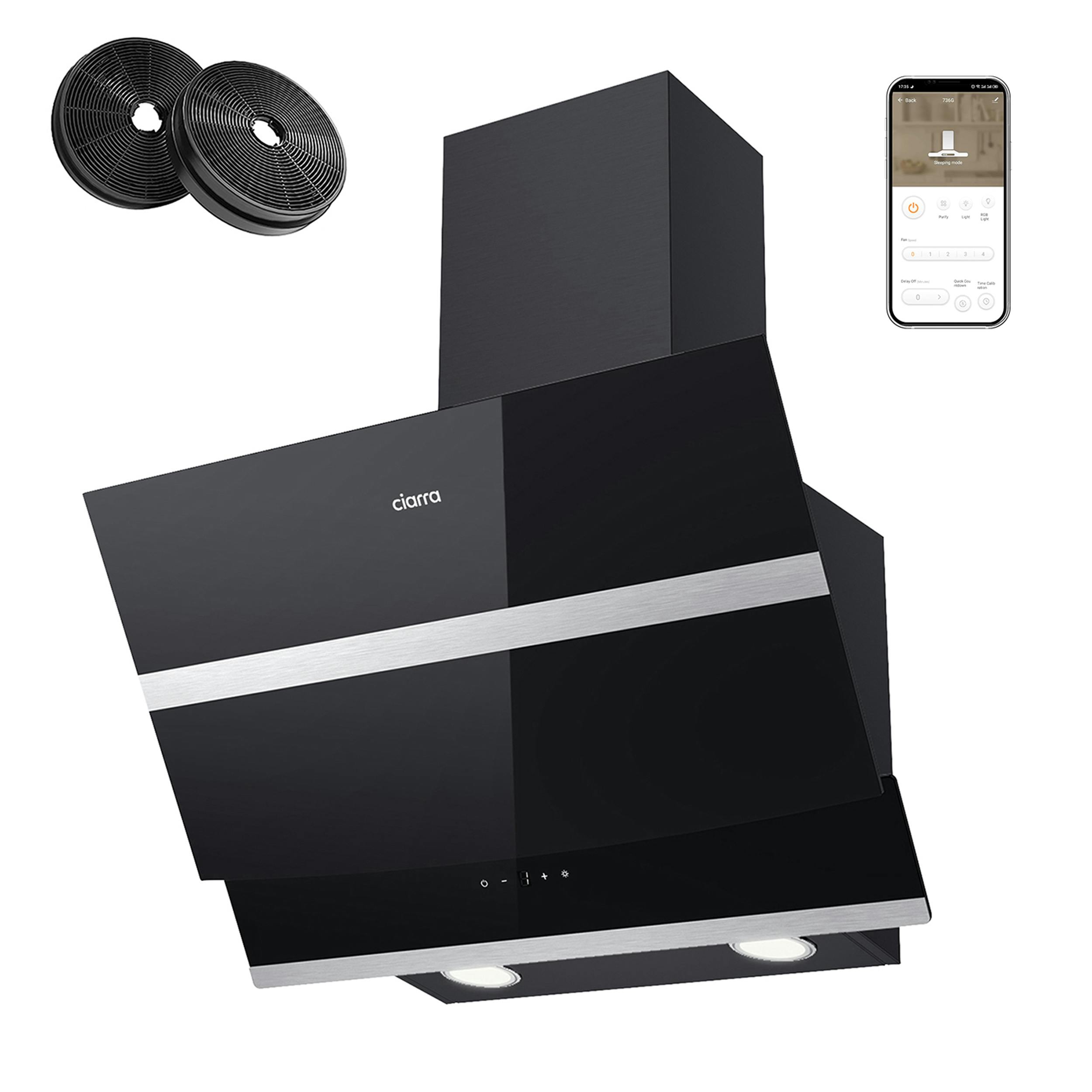 CIARRA A+++ 650 m³/h kookfornuis 60 cm hoofdbereik bonnet WIFI + APP ...