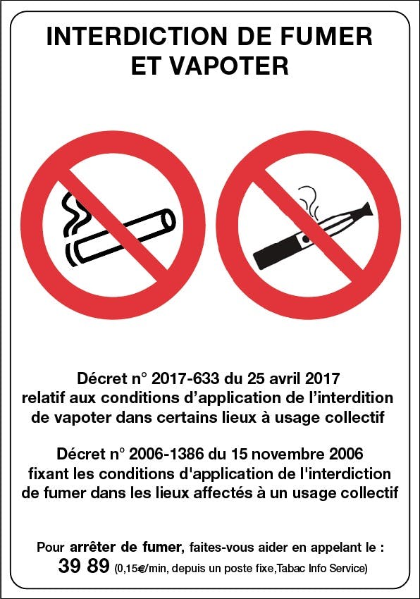 BEQUET Pancarte adhésif 'AFFICHAGE OBLIGATOIRE' Interdiction de fumer ...
