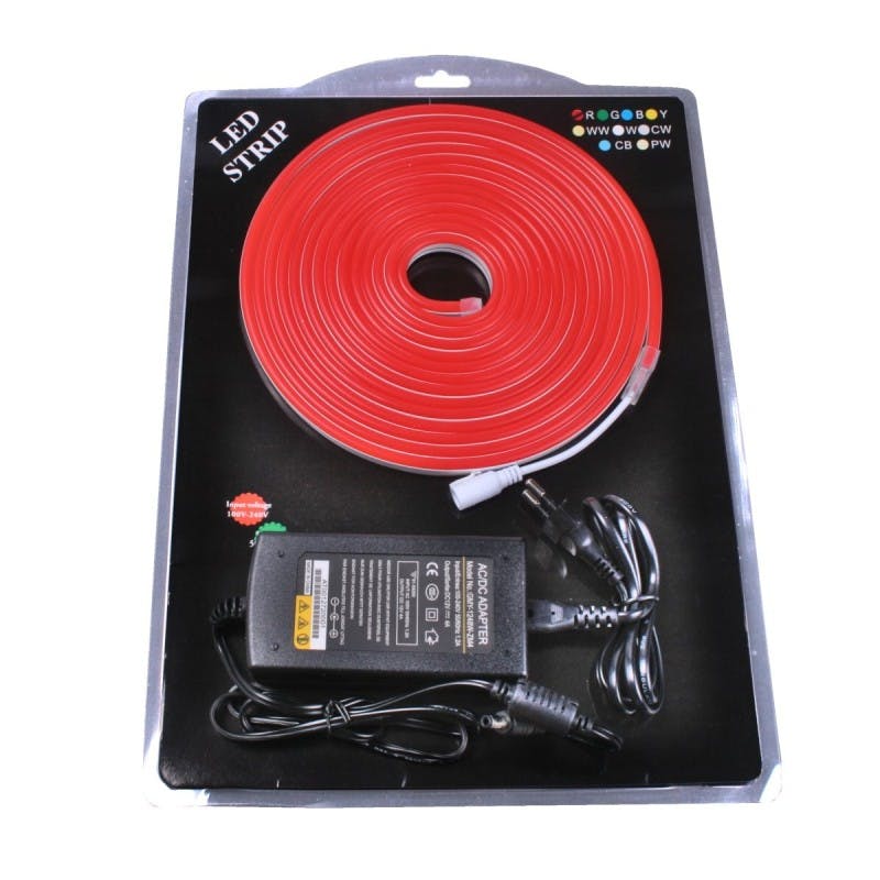 Kit Neon led flexible 5m rojo decorativo 12VDC 6 * 12mm rojo incluye ...