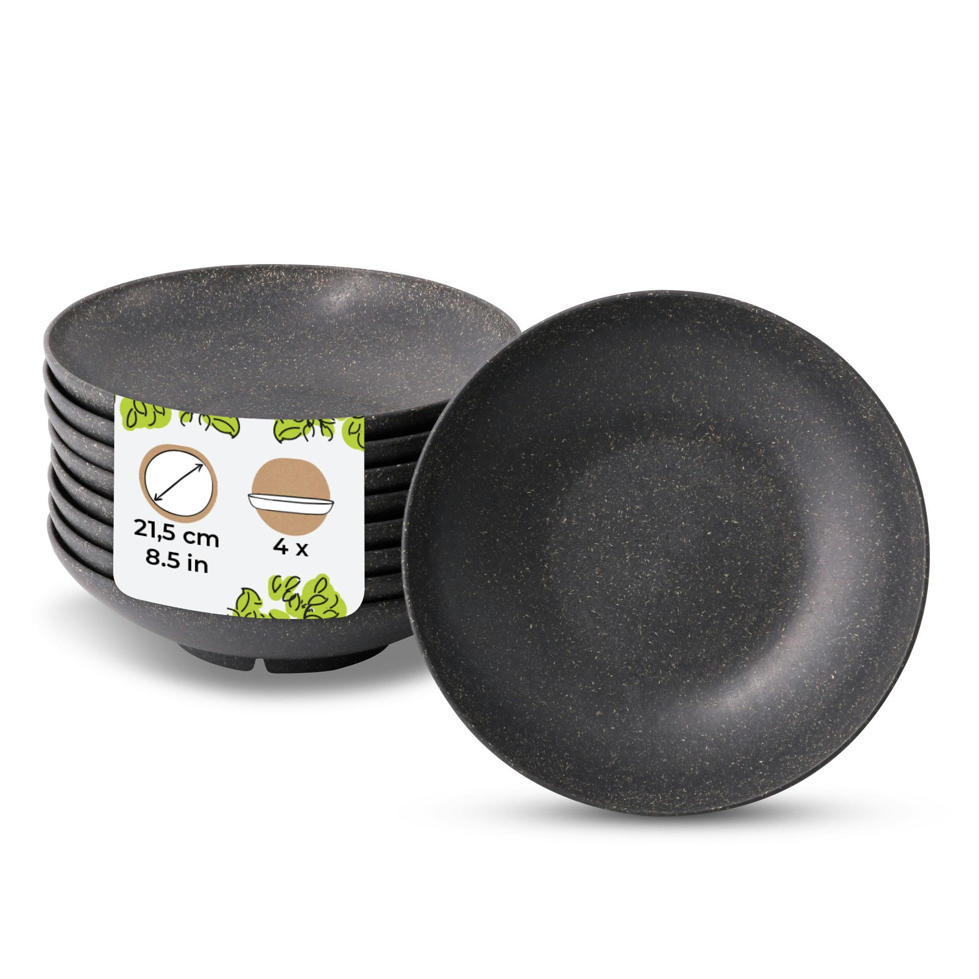 BIOZOYG 4 Stück Pasta-Teller Salat-Teller Ø21,5cm Wiederverwendbare Teller, Tiefe Teller ...