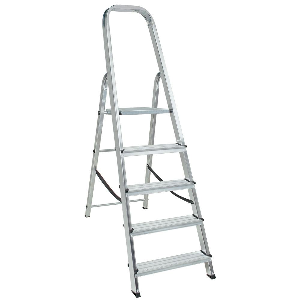 Stufenleiter aus Alu, 5 Stufen, erreichbare Arbeitshöhe 2995 mm ...