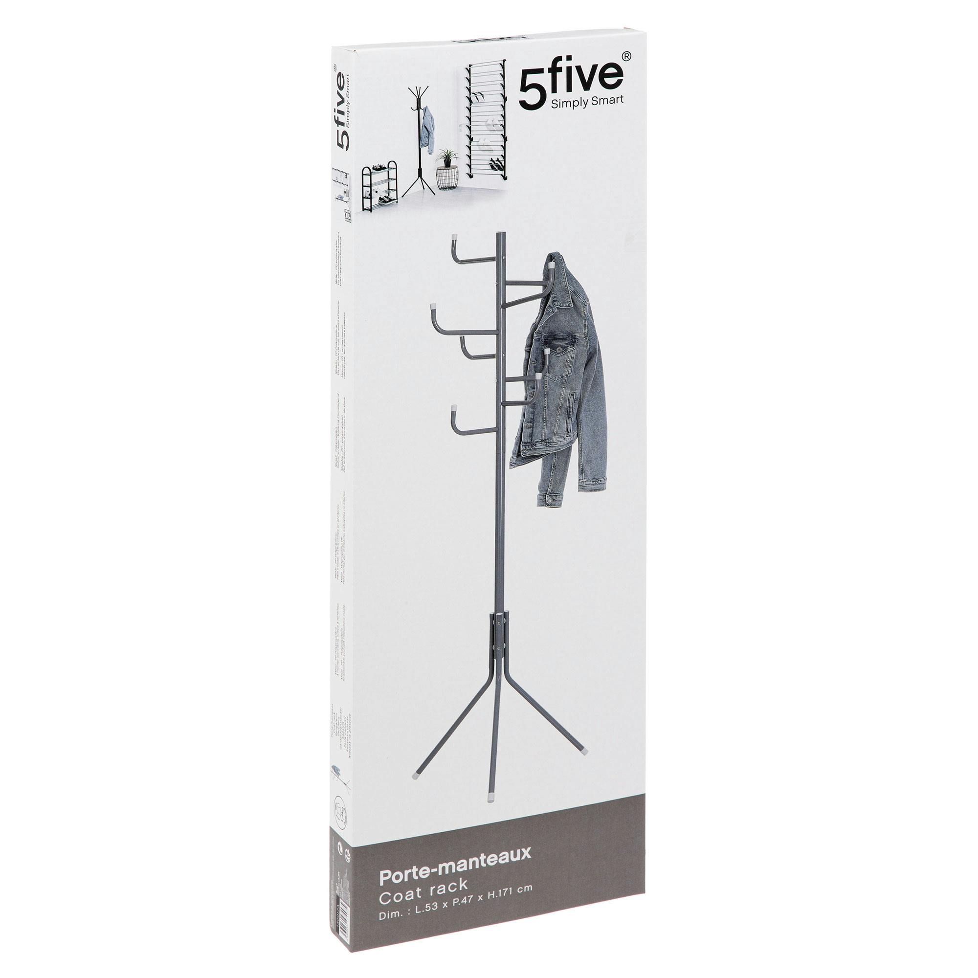 FIVE Perchero de Metal para Abrigos 43x170cm en color Gris | Makro