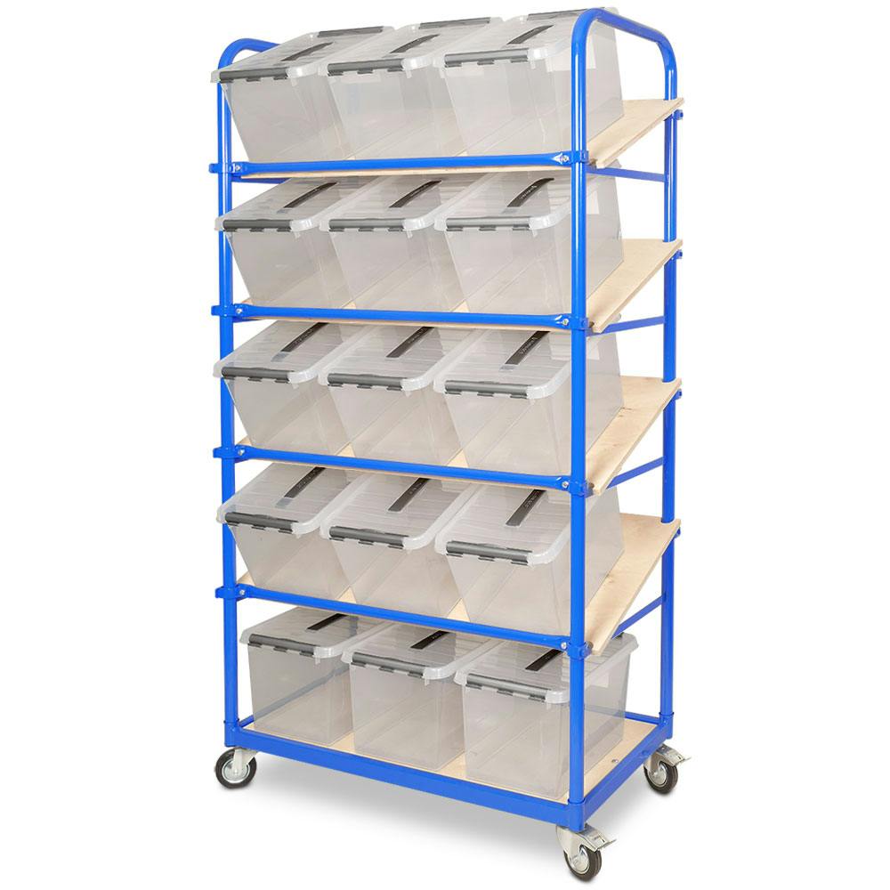 Schrägboden-Regalwagen mit 5 Ebenen BxTxH 1050x500x1880 mm, 4 ...