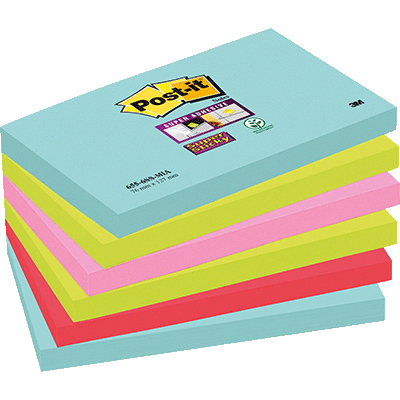 POST-IT Lot 6 Blocs Super Sticky 76X127Mm Collection Miami | METRO