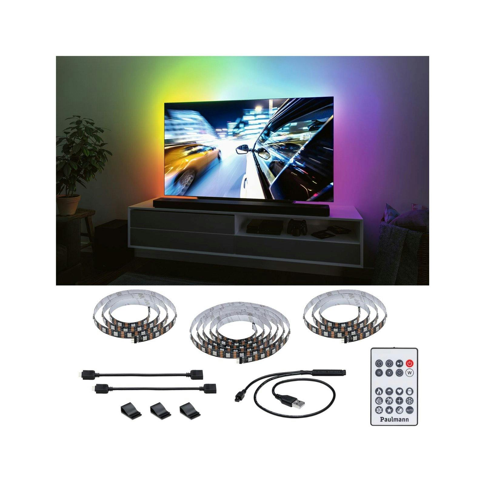 Paulmann EntertainLED USB LED Strip TV-Beleuchtung 75 Zoll 3,1m 5W ...